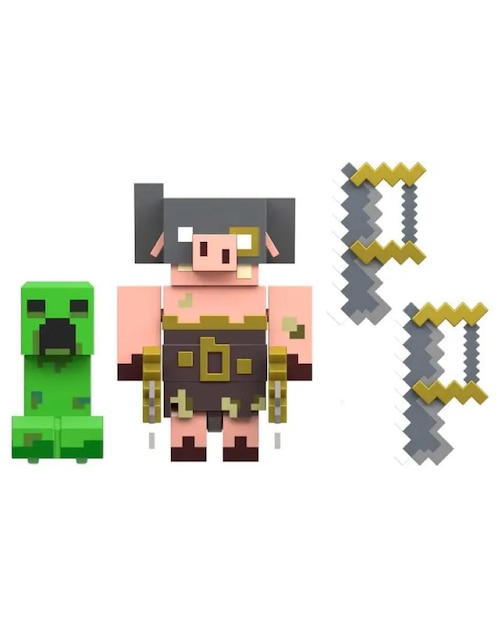 Set figuras acción articulada Minecraft Legends Creeper vs Piglin ...